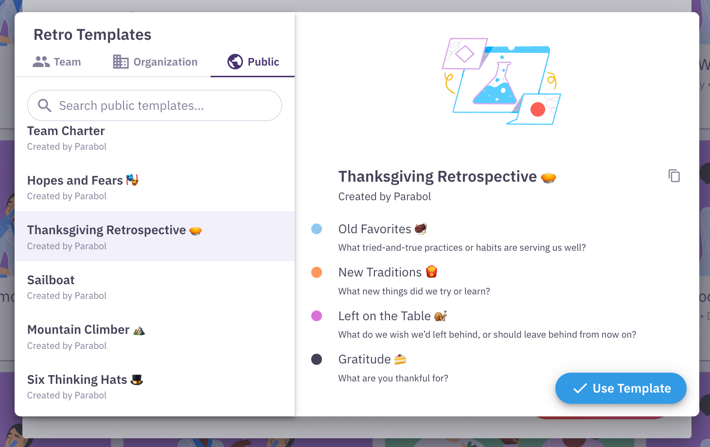 Thanksgiving Retrospective Template | Parabol